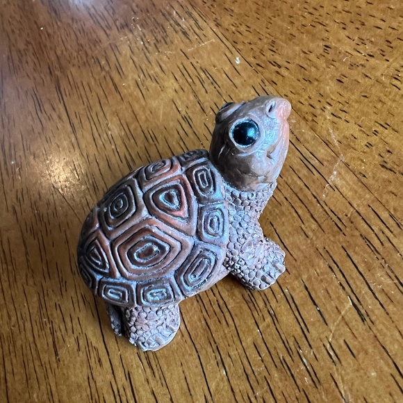 Accents | Cute Little Carved Resin Turtle Brown Tortoise Miniature 2 ...